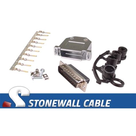 Db25 Male Crimp Connector Kit W Metal Hood Stonewall Cable