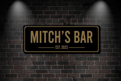 Personalised Custom Text Bar Sign With Small Bottom Text Coji Designs