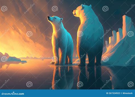 Ai Generated Illustration Of Polar Bears In Their Natural Ice Habitat