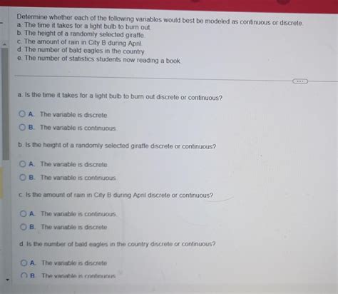 Solved Determine Whether Each Of The Following Variables Chegg