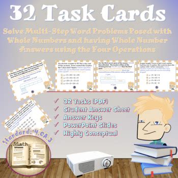 Multi Step Word Problems Using The Four Operations Task Cards OA
