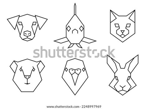 Set Polygon Pet Animals Icons Geometric Stock Vector Royalty Free