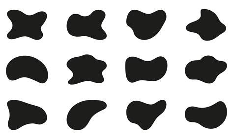 Free Form Abstract Black Silhouette Set On White Background Irregular