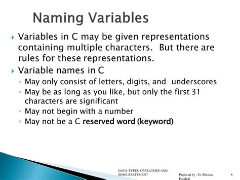 datatype and operators used in c programming ppt