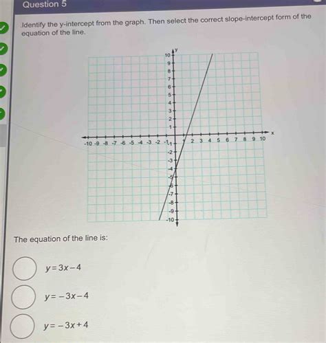 solved question 5 identify the y intercept from the graph then