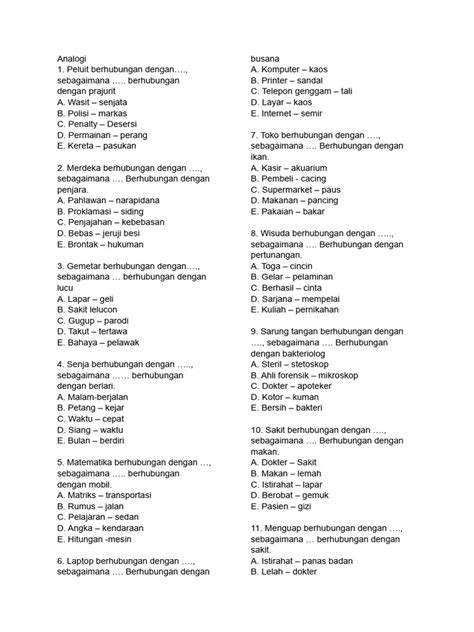 Soal Analogi 250 Pdf