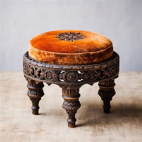 Premium Ai Image There Is A Small Stool With A Velvet Seat On It