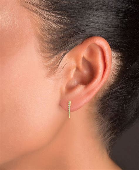 Macys Cubic Zirconia Graduated And Tapered Small Hoop Earrings 1 Macys