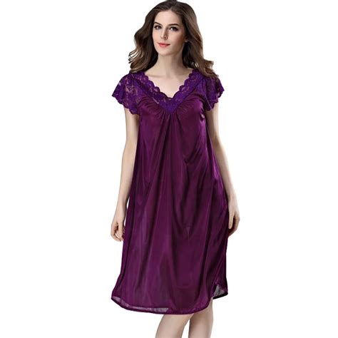 Wholesale Ready Stock Women Silk Satin Night Dress Sleepwear Long