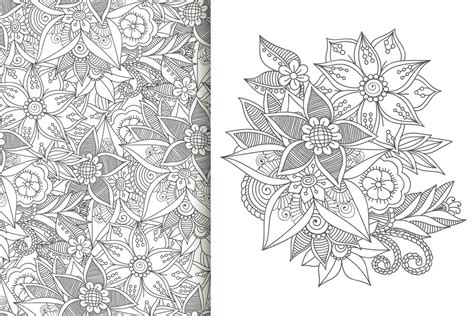 원활한 패턴 꽃 배경 세트와 추상 꽃 꽃다발 프리미엄 벡터