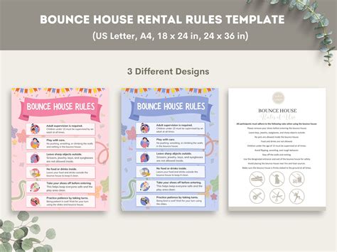 Bounce House Rental Rules Poster And Sign Template Editable Printable