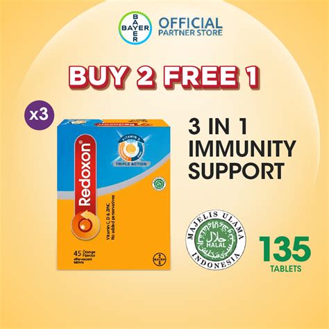 Buy 2 Free 1 Redoxon Triple Action Effervescent Orange Tablets 3 X