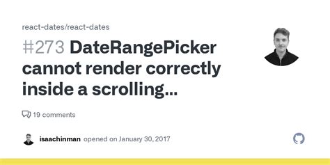 Daterangepicker Cannot Render Correctly Inside A Scrolling Container Issue React Dates