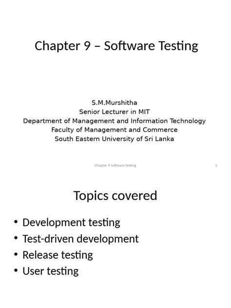 Ch 9 Pdf Software Testing Unit Testing