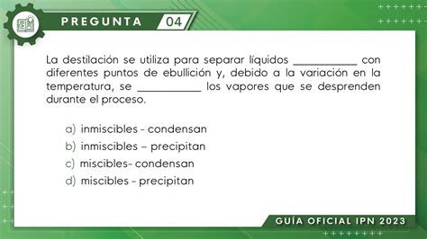 Guía IPN 2023 Química Pregunta No 4 Ciencias Sociales