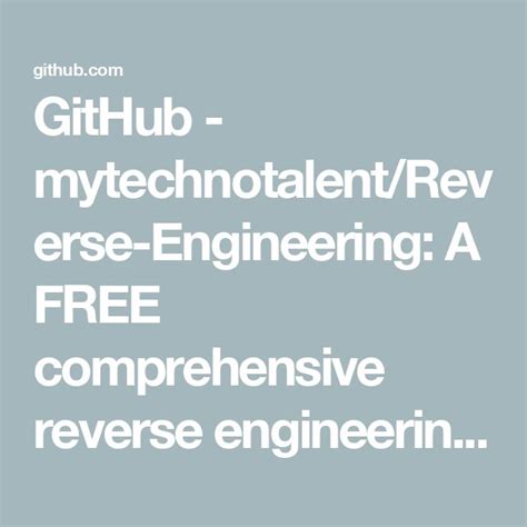 github mytechnotalent reverse engineering a free comprehensive