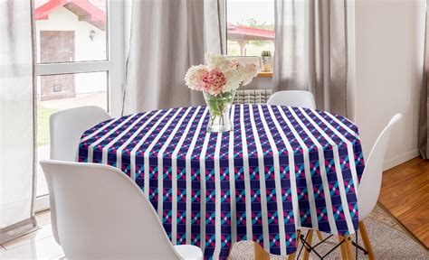 Abstract Round Tablecloth Vertical Straight Lines And Horizontal