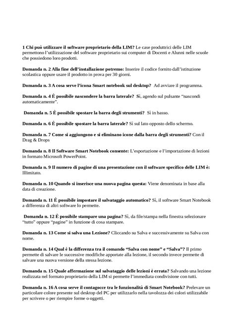 Risposte 1 Test Corso Lim Docsity