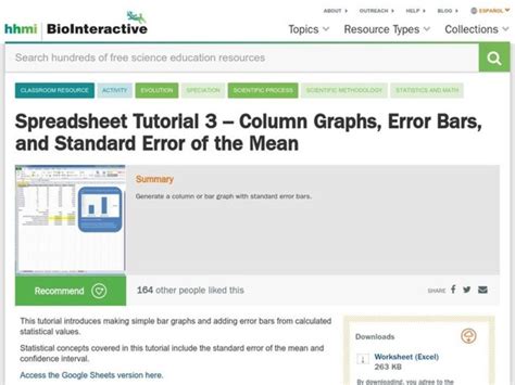 Spreadsheet Tutorial 3 Column Graphs Error Bars And Standard Error