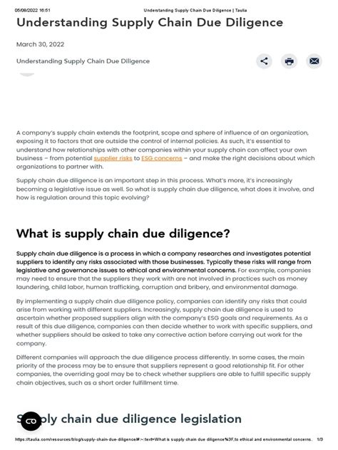 Understanding Supply Chain Due Diligence Taulia Pdf Due Diligence