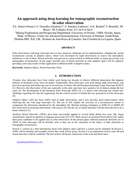 Pdf An Approach Using Deep Learning For Tomographic Reconstruction In Solar Observation