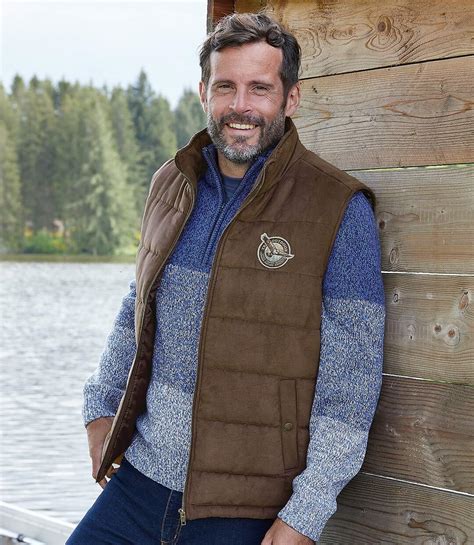 Mens Brown Faux Suede Padded Gilet Atlas For Men