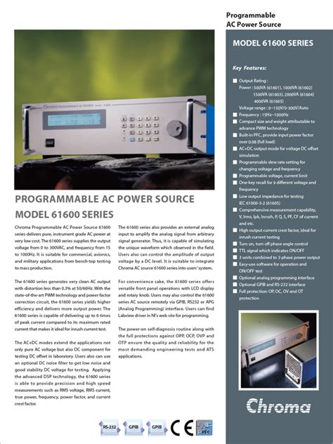 Datasheet Low Power Programmable Ac Source 61600