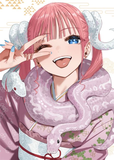 Safebooru 1girl P Animal Blue Eyes Blue Nails Blush Chinese Zodiac