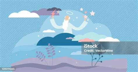 하나님은 만화 평면 작은 사람 벡터 일러스트 개념 것입니다 종교에 대한 스톡 벡터 아트 및 기타 이미지 종교