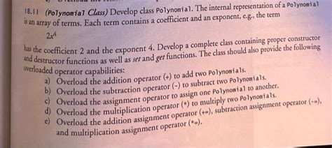 Solved 1811 Polynomia7 Class Develop Class Polynomia1