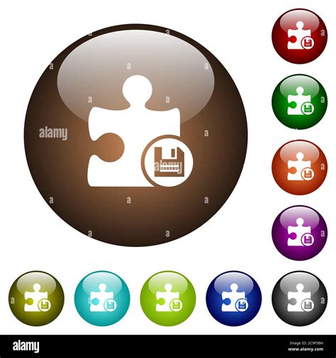 Save Plugin White Icons On Round Color Glass Buttons Stock Vector Image And Art Alamy