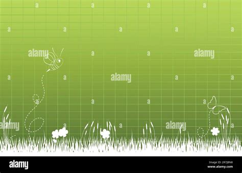 Thick Tall Grass With Bee And Butterfly Stock Vector Image And Art Alamy
