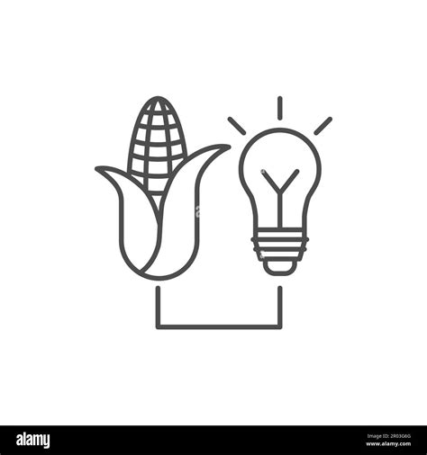Biomass Electric Related Vector Linear Icon Corn Powers A Light Bulb