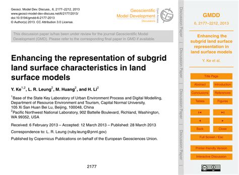 Pdf Enhancing Representation Of Subgrid Land Surface Characteristics