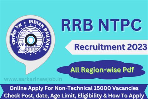 Rrb Ntpc Recruitment 2023 Online Apply For Non Technical 15000