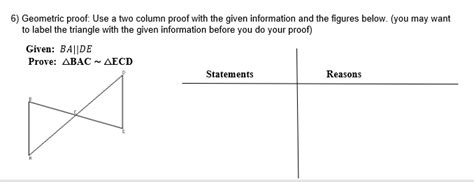 Answered Geometric Proof Use A Two Column Bartleby