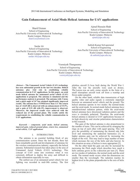 Pdf Gain Enhancement Of Axial Mode Helical Antenna For Uav Applications