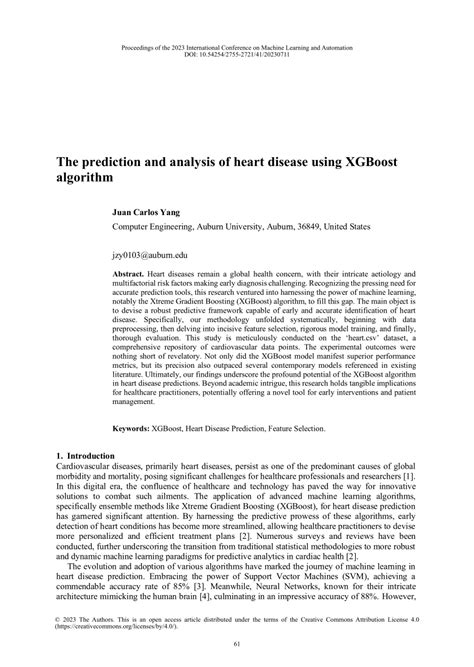 Pdf The Prediction And Analysis Of Heart Disease Using Xgboost Algorithm