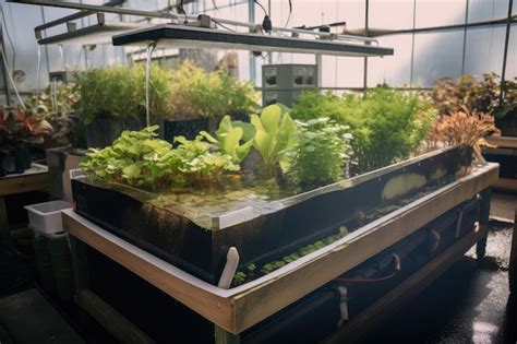 Premium Ai Image Closeup Of Aquaponics System Showing Growing Plants
