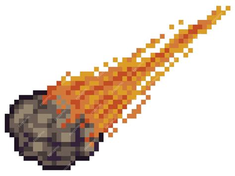 Premium Vector Pixel Art Meteor Asteroid Comet Bit Game Item On