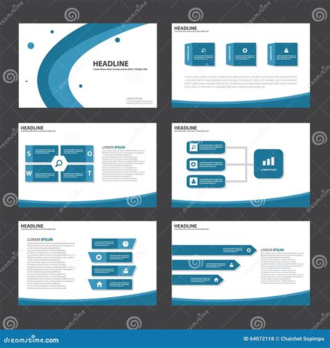 Blue Abstract Presentation Template Infographic Elements Flat Design Set For Brochure Flyer