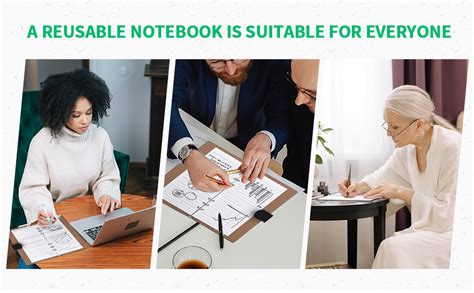 Homestec Reusable Smart Notebook A5 Black Pu Leather With Storage Function 6 Page Styles