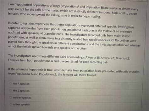Solved Two Hypothetical Populations Of Frogs Population A
