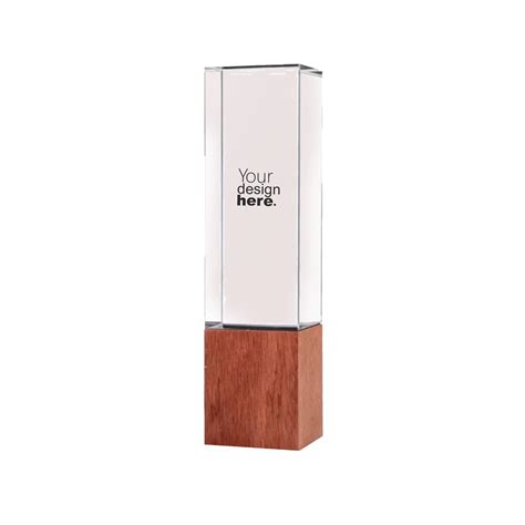 Custom Cuboid Trophy With Wooden Base Printing Merchlist
