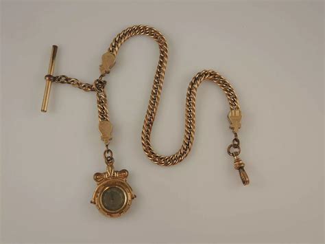 Victorian Pocket Watch Chain With Compass Fob C1890 In Misc