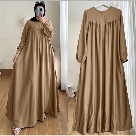 Jual Gamis Polos Motif Resleting Depan Busui Gamis Wanita Dewasa