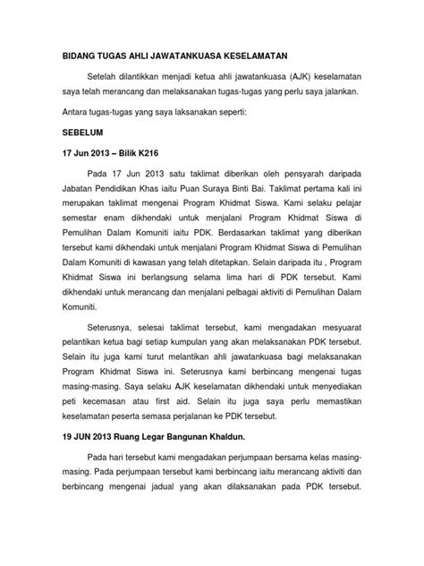 Pdf Bidang Tugas Ahli Jawatankuasa Keselamatan Dokumen Tips