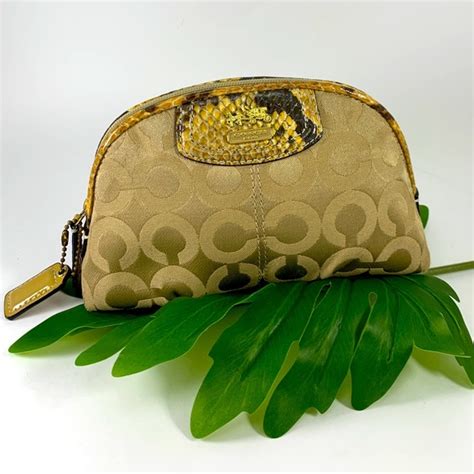Coach Bags Coach Domed Fabric Makeup Bag With Python Accent Poshmark