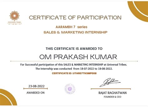 om prakash kumar on linkedin internship universaltribes
