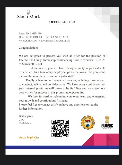 Potturi Jithendra Sai Baba On Linkedin Slashmark Internet Internship